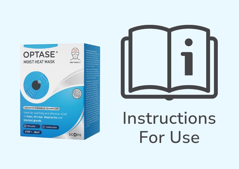 Optase Moist Heat Mask Instructions For Use Document - Scope Eyecare